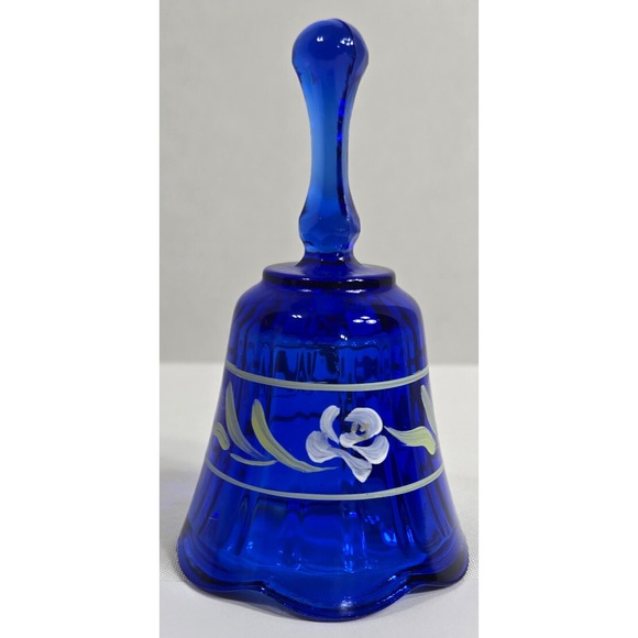 Fenton | Art | Fenton Hand Painted Art Glass Cobalt Blue Glass Bell ...